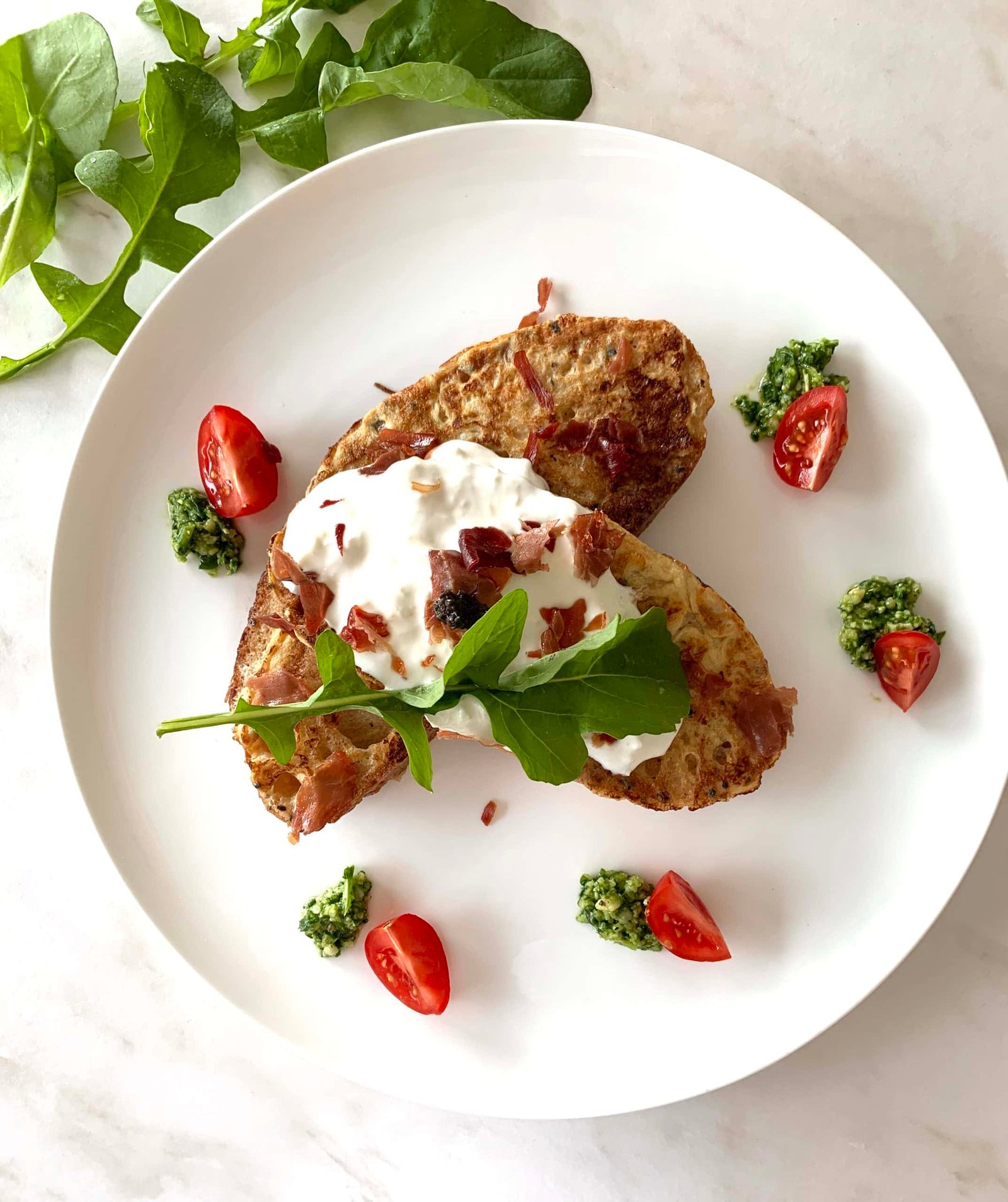 French Toast with Truffle Tapenade & Parma Ham Chips - foodydelice.com