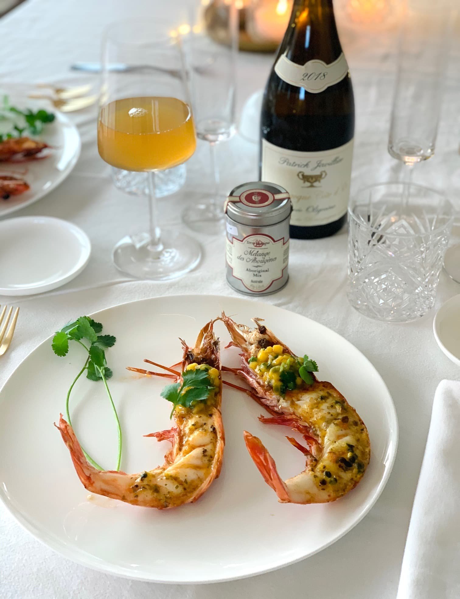 Grilled Prawns with Coral Butter / Mango Passionfruit Condiment ...